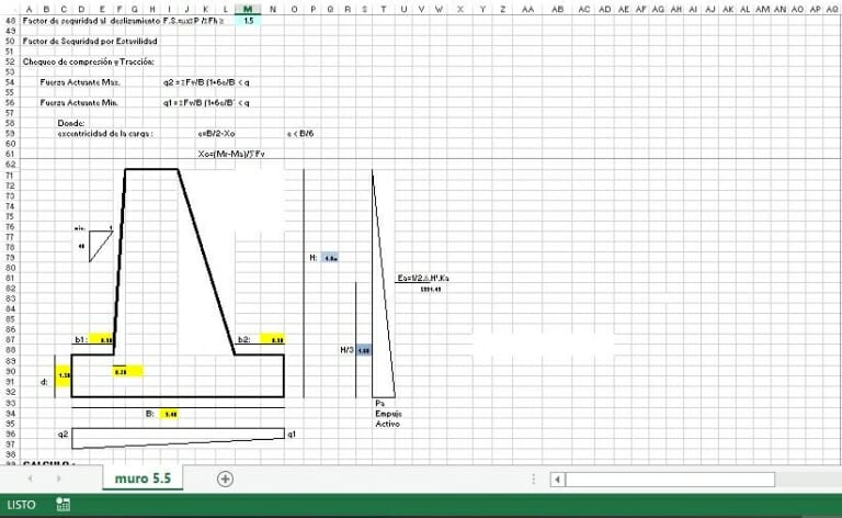 HOJA DE CALCULO PARA MURO DE CONTENCIÓN (ENROCADO) | CivilGeeks.com