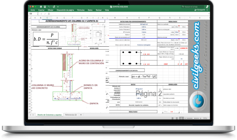 Hoja Excel para el cálculo de Zapatas aisladas | CivilGeeks.com