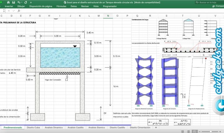 Excel para el diseño estructural de un Tanque elevado circular | CivilGeeks.com